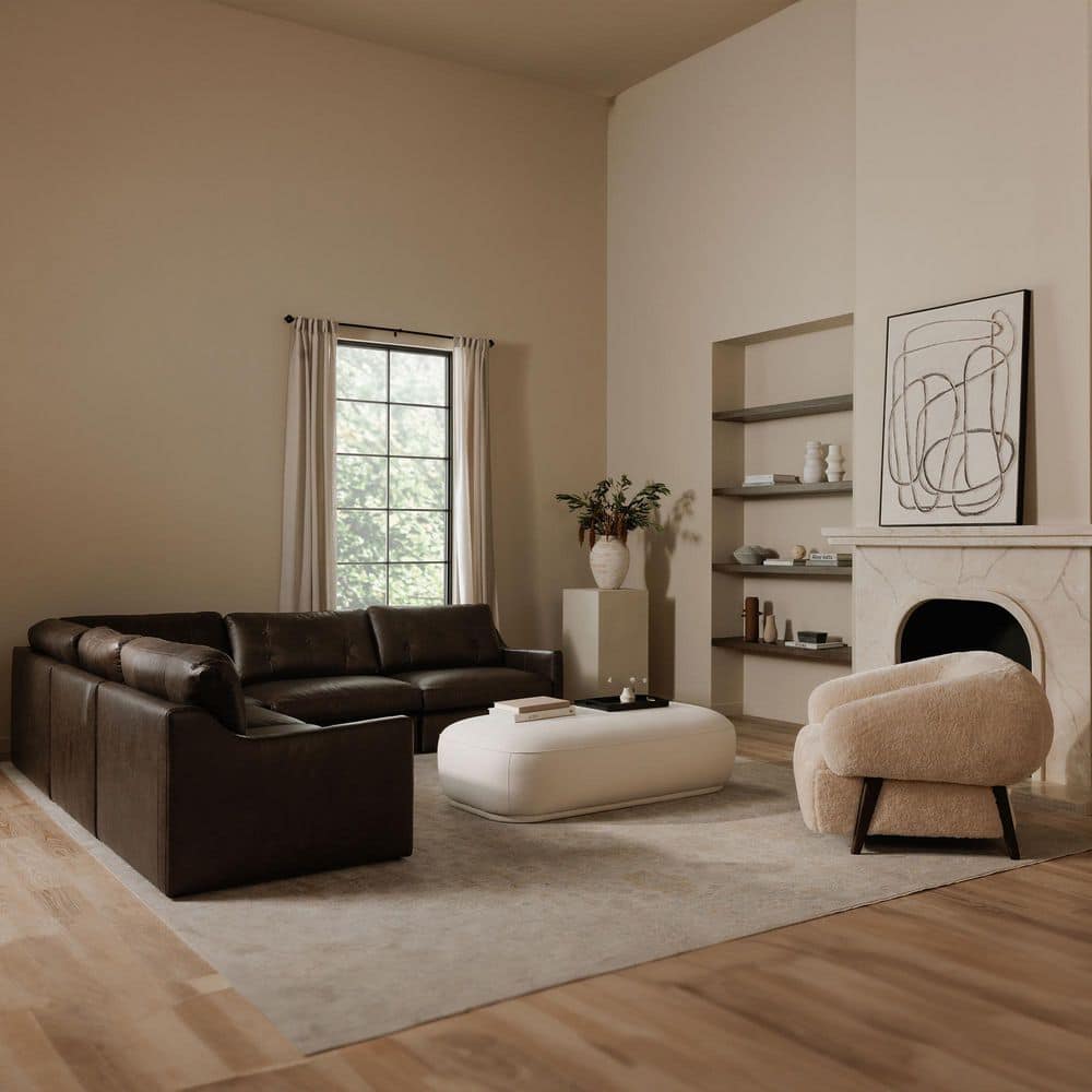 NADAAL STUDIOS Alston White Polyester Curved Rectangle Oversized ...