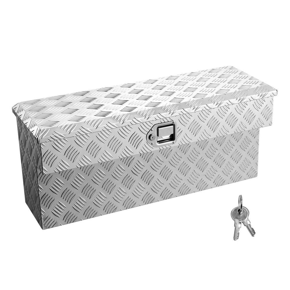 SKYSHALO 34.02 in. Silver Aluminum Five-Bar Tread Pattern Chest Truck ...