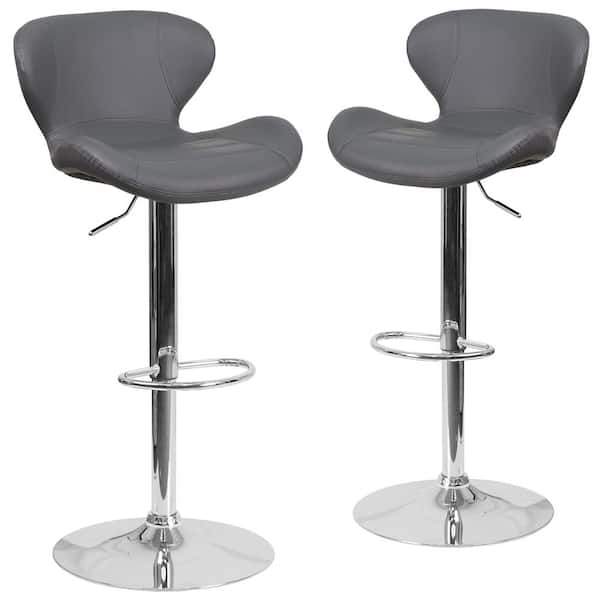 Carnegy Avenue 42.25 in. Gray Vinyl Bar Stool (Set of 2) CGA-CH-188246 ...