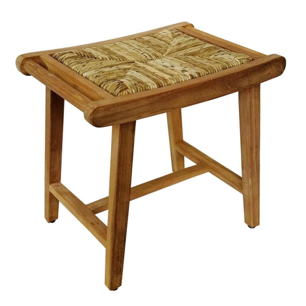 D-Art Collection Teak Cane Bench 18 in. H x 19 in. W x 13.5 in. D STL ...