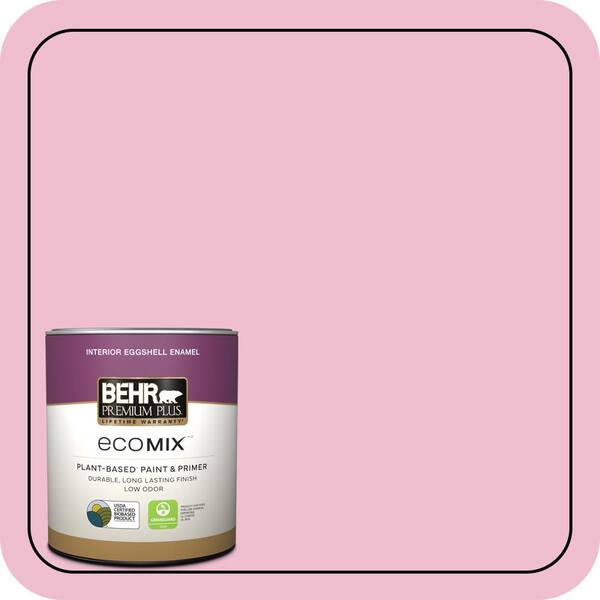BEHR PREMIUM PLUS 1 qt. #100B-4 Pink Chintz Eggshell Enamel EcoMix ...