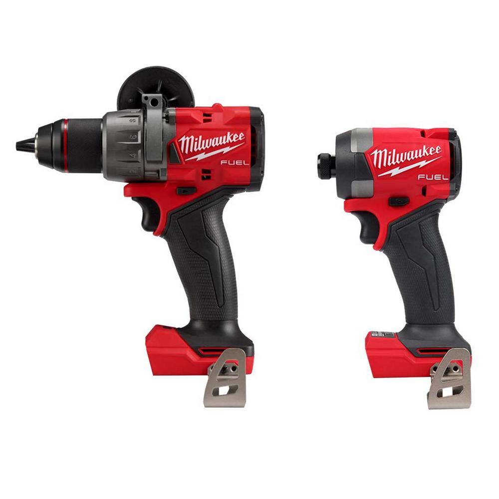 Milwaukee M18 FUEL 18V Lithium Ion Brushless Cordless 1 2 in. Hammer Drill Driver w 1 4 in. Hex Impact Driver 2904 20 2953 20 The Home Depot