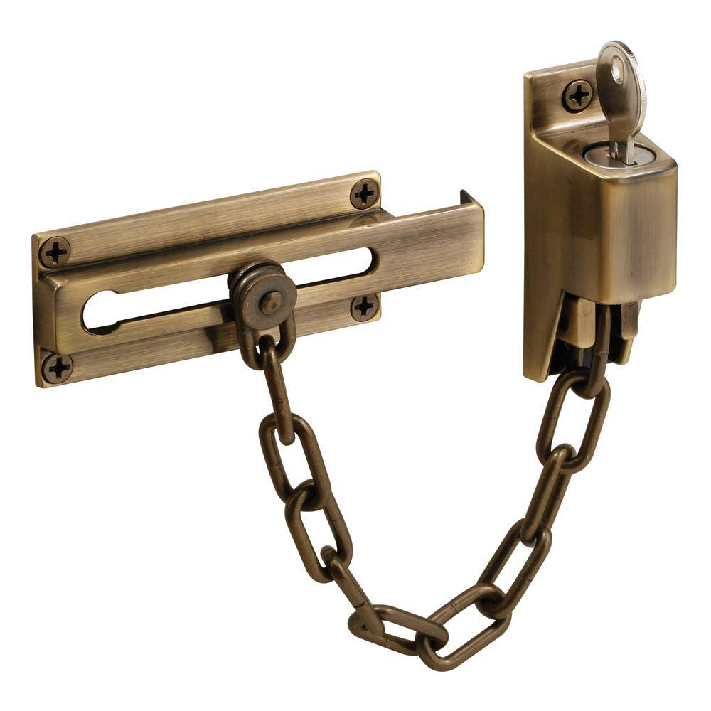 Prime Line Steel Antique Brass Keyed Chain Door Guard U 9914 The Prime Line Steel Antique Brass Keyed Chain Door Guard U 9914 The