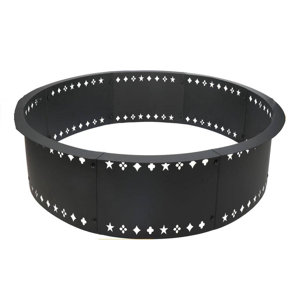 Fire Pit Ring 40 in. D x 8.5 in. H Round Steel Wood Burning Fire Pit ...