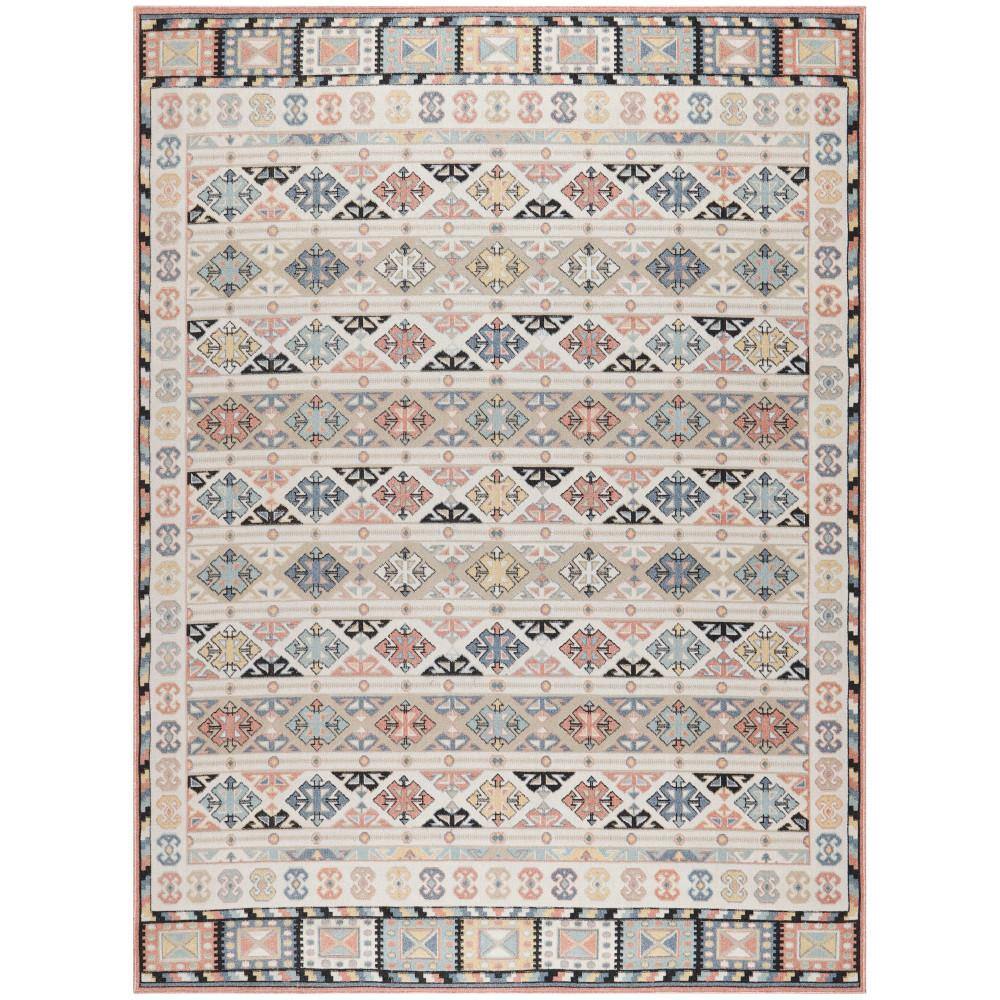 Nourison Washable Decor Ivory Multicolor 8 ft. x 10 ft. Distressed ...