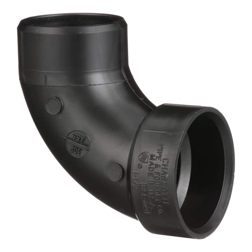 Charlotte Pipe 1-1/2 in. ABS DWV 90-Degree Hub x Spigot Street Elbow ...