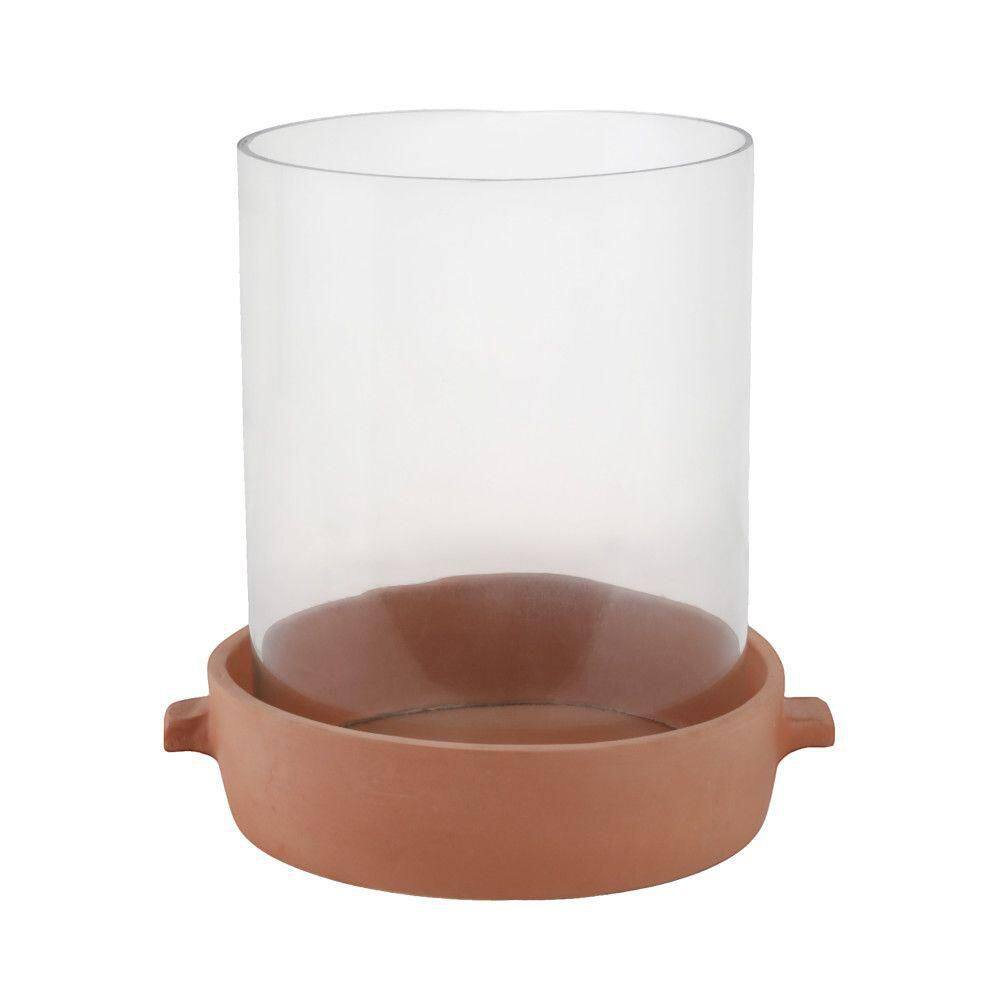 Liv & Skye Brown 13 in. Terra Cotta Hurricane Pillar Candle Holder ...
