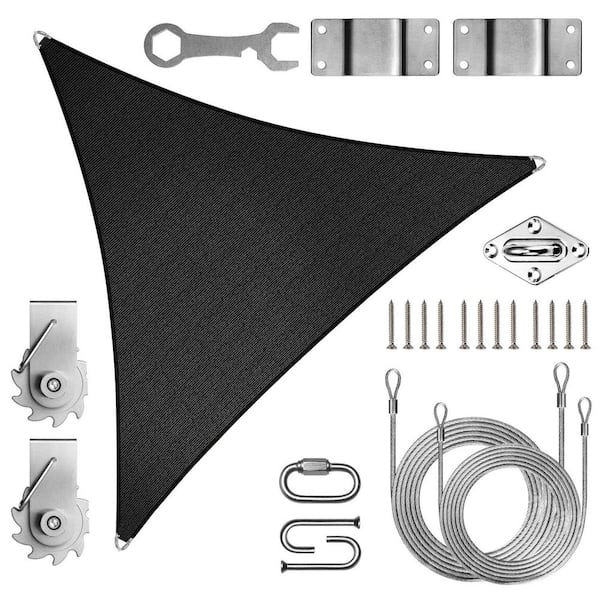 AMGO Pro Ring 26 ft. x 26 ft. x 26 ft. Triangle Sun Shade Sail with ...