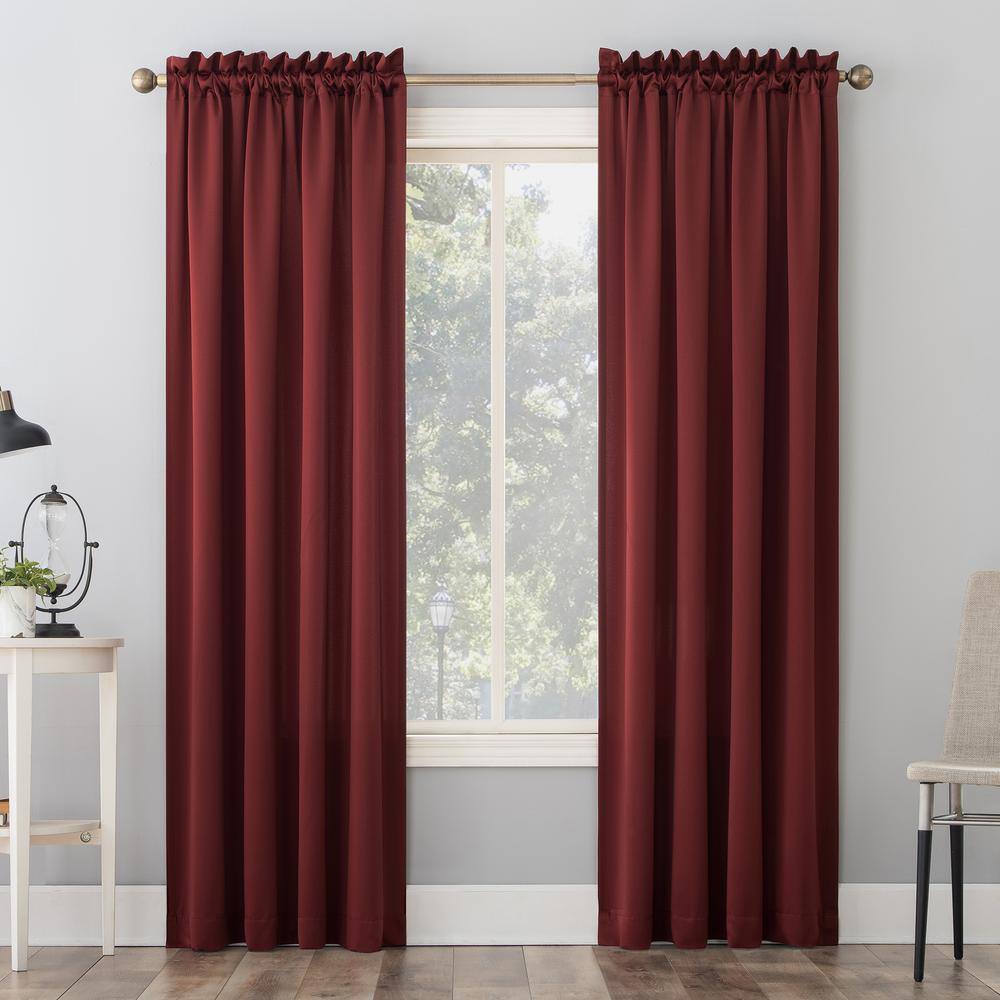 Sun Zero Gregory Wine Red Polyester 54 in. W x 84 in. L Rod Pocket Room ...