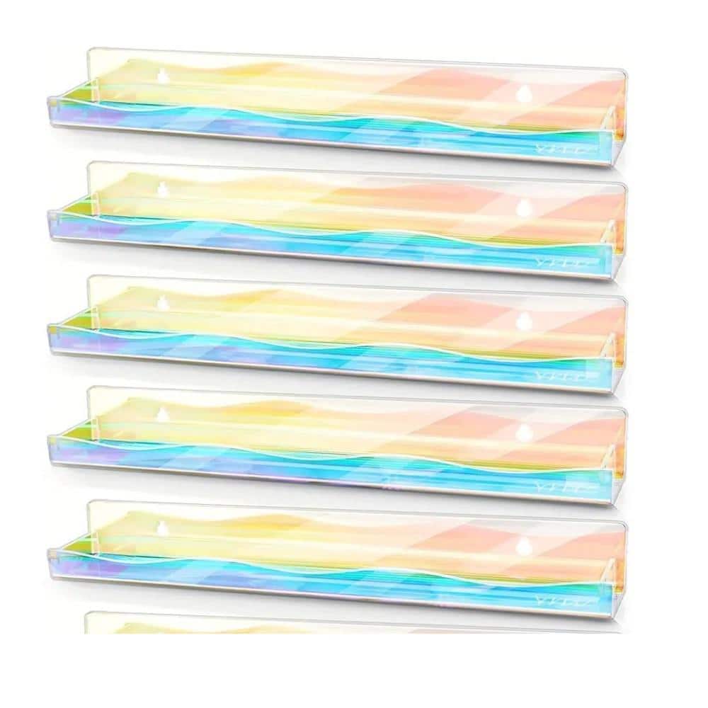 Afoxsos Multicolored 4.3in x 15.7in Acrylic Decorative Wall Shelf, 4/6 ...