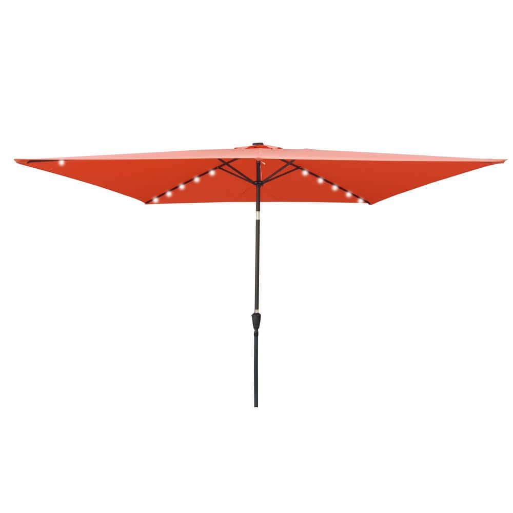 Tidoin 6.5 ft. x 10 ft. Steel Market Solar Tilt Patio Umbrella in Light ...