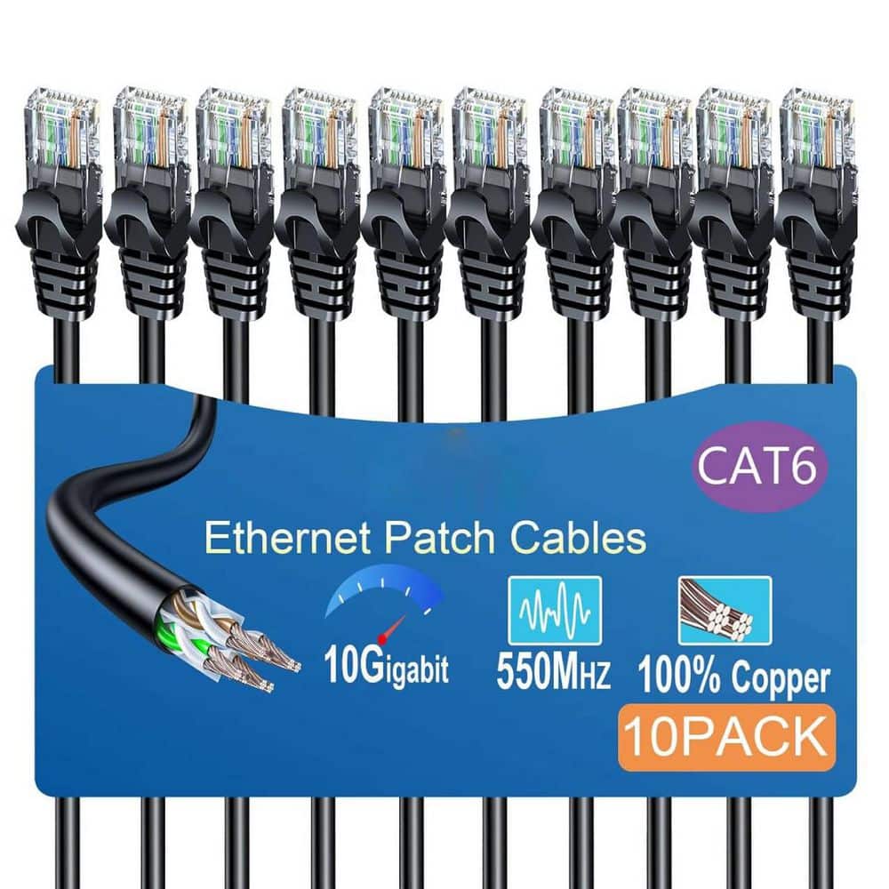 Yichuhaoxi Cat 6 Ethernet Cable 3 ft. 10 Pack, 10Gbps, High-Speed UTP ...