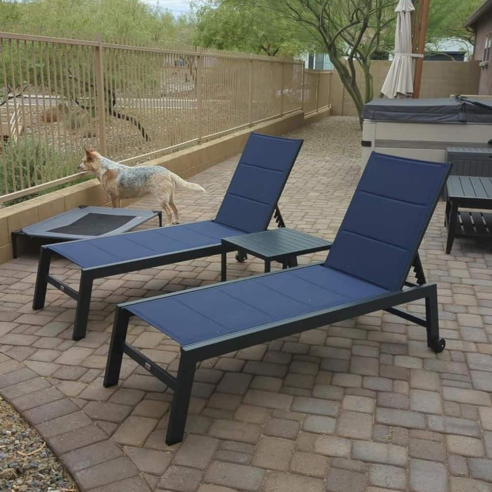 PURPLE LEAF Aluminum Outdoor Chaise Lounge Patio Lounge Chair with ...
