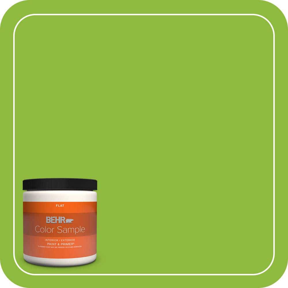 BEHR PREMIUM PLUS 8 oz. #S-G-420 Limeade Flat Interior/Exterior Paint ...