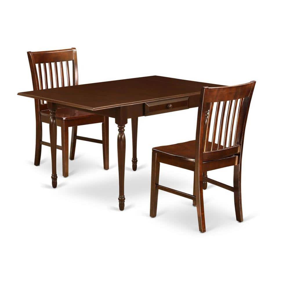 East West Furniture 3-Piece Mahogany Finish Solid Wood Top with ...