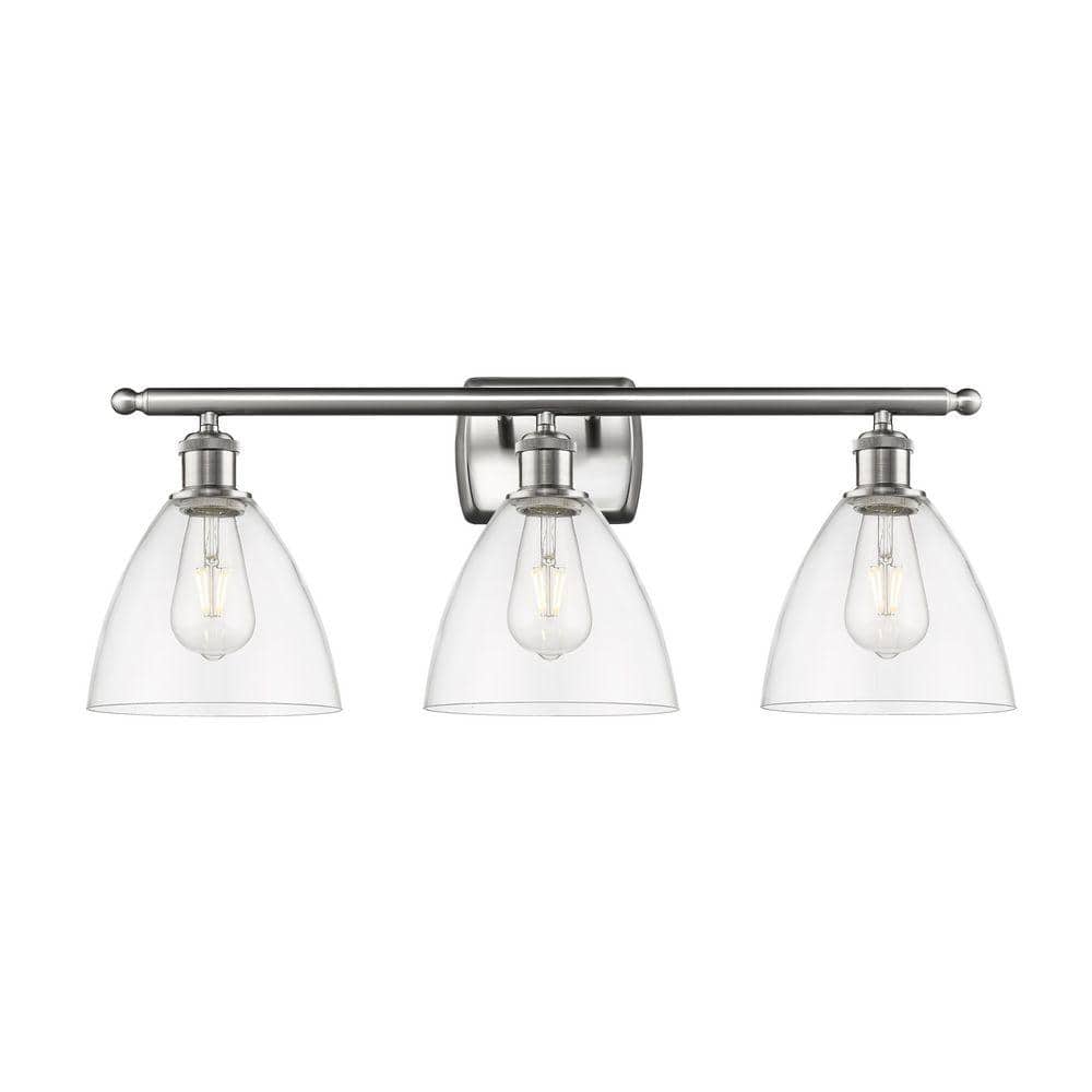 Innovations Bristol Glass 28 in. 3-Light Brushed Satin Nickel Vanity ...