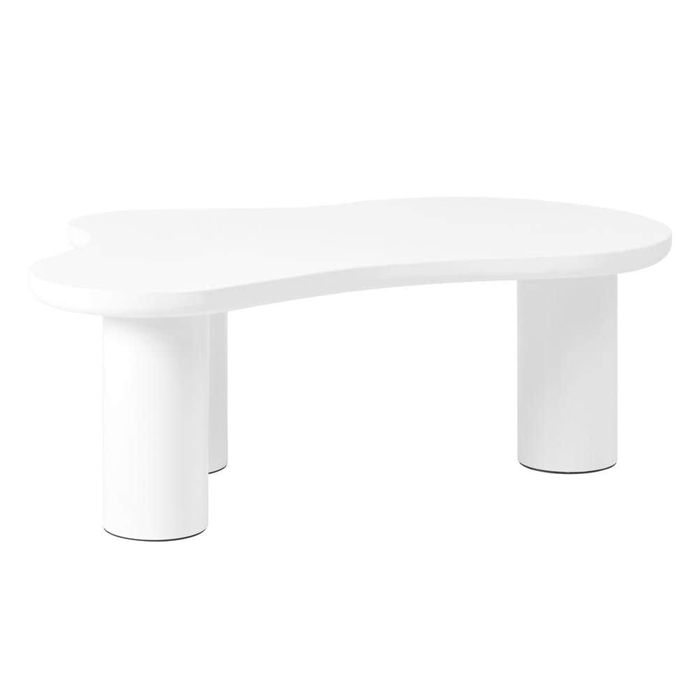 Sudzendf White Cream Style Irregular End Table, Cloud Coffee Table with ...