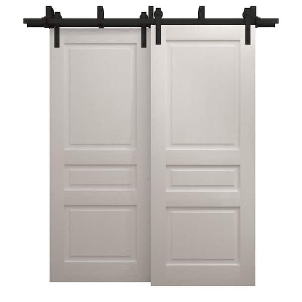 Sartodoors 56 in. x 96 in. Painted White Oak Color Solid Wood Barn Door ...