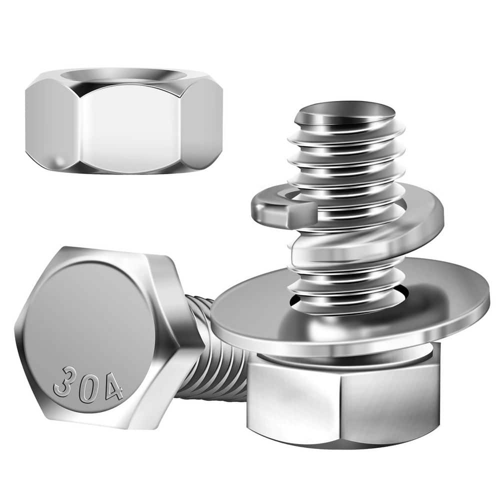 MYWISH 3/8 in.-16 x 3/4 in. Stainless Steel Uncoated Hex Bolt with Nut ...