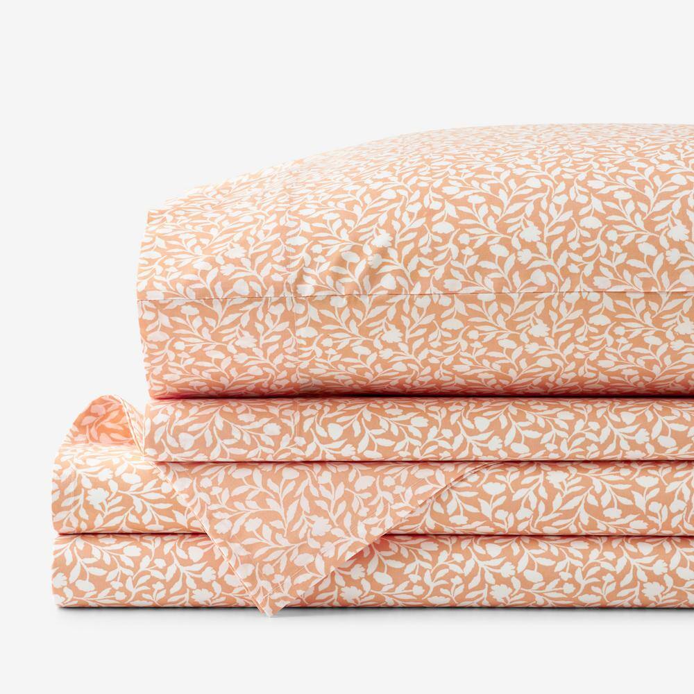 The Company Store Company Cotton Serene Floral Mango Cotton Percale Queen Sheet Set 51238L-Q ...
