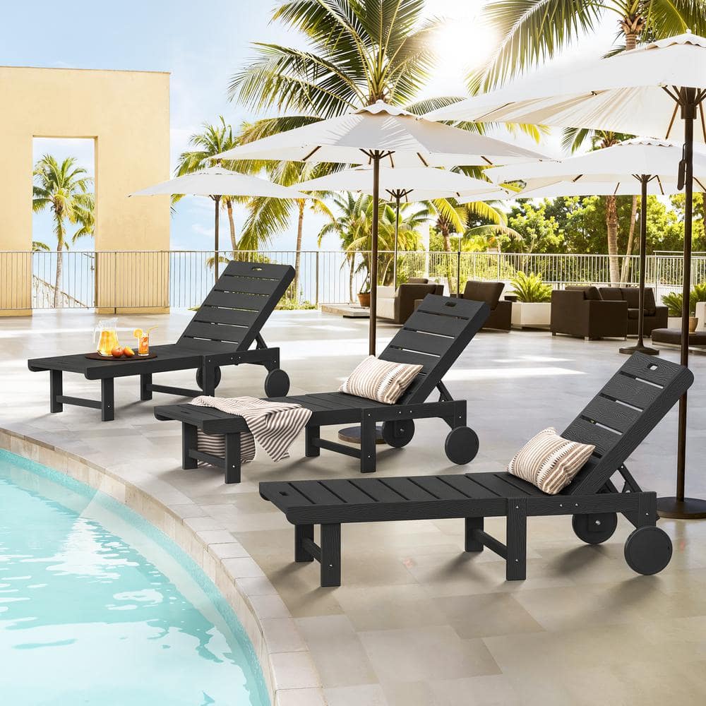Lue Bona Heli Recycled Black Hdps Patio Lounge Chair Plastic Stackable