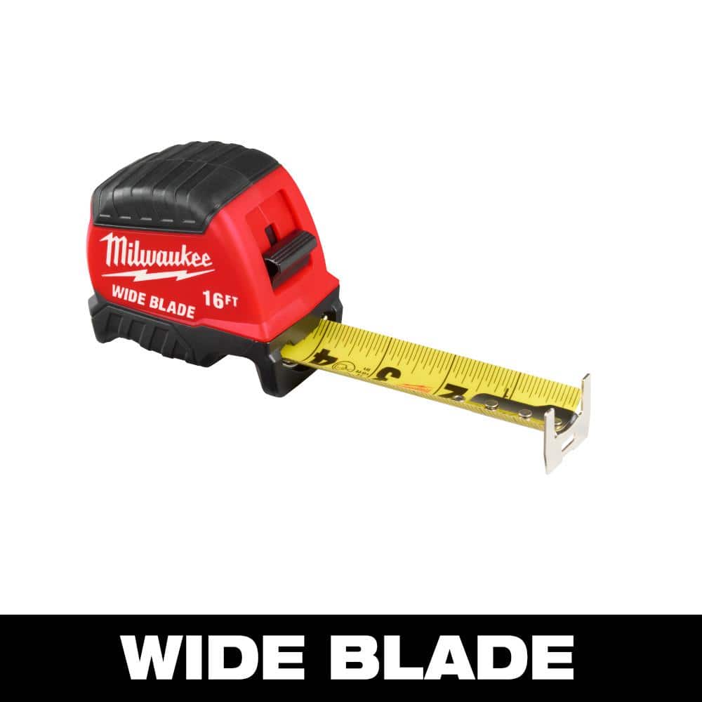 Milwaukee 16 ft. Wide Blade Tape Measure With 16 ft. Reach 48-22-1216 ...