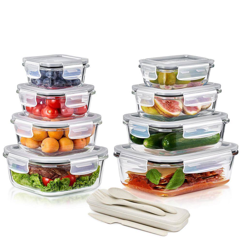 Sorbus Glass Food Storage Containers with Lids (16-Piece)-Airtight ...