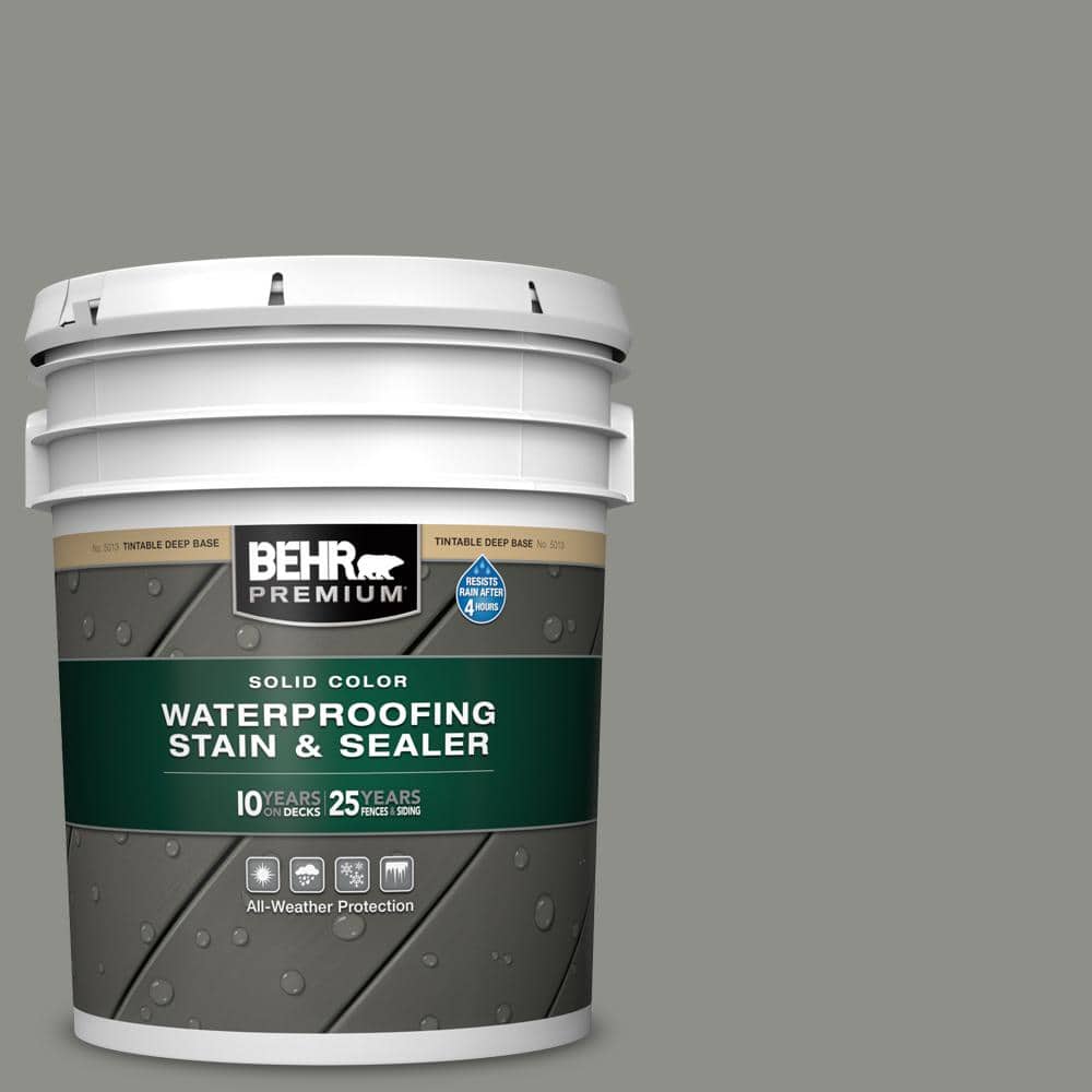 BEHR PREMIUM 5 gal. #HDC-AC-19 Grant Gray Solid Color Waterproofing ...