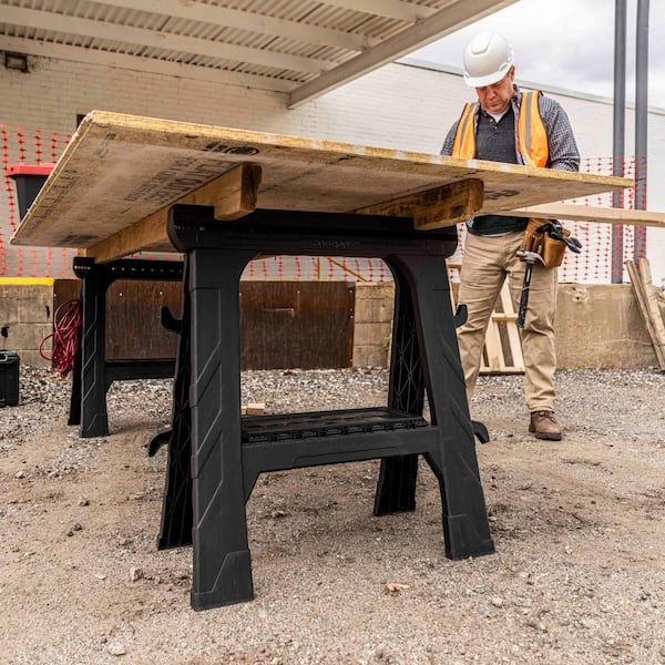 Husky 28 in. W x 31 in. H Folding Sawhorse (2-Pack) 999-7400 - The Home ...