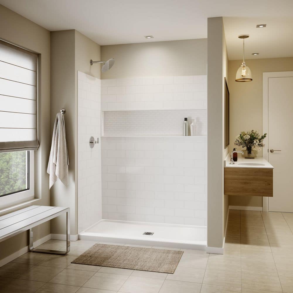 Bootz Industries NexTile 60 in. W x 34 in. D x 74 in. H 4-Piece Direct ...