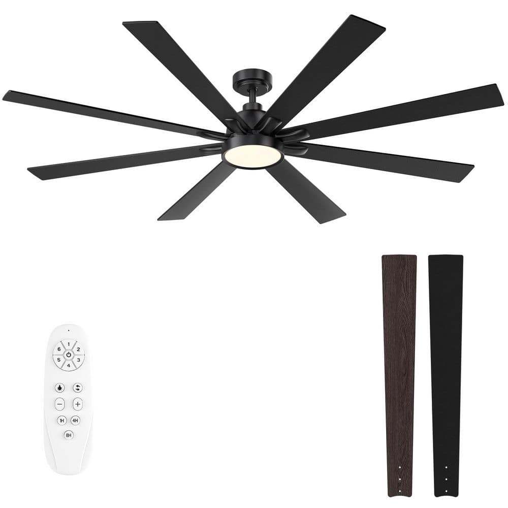 ZXXC 72 in. Indoor/Outdoor Black Downrod Mount Ceiling Fan with ...