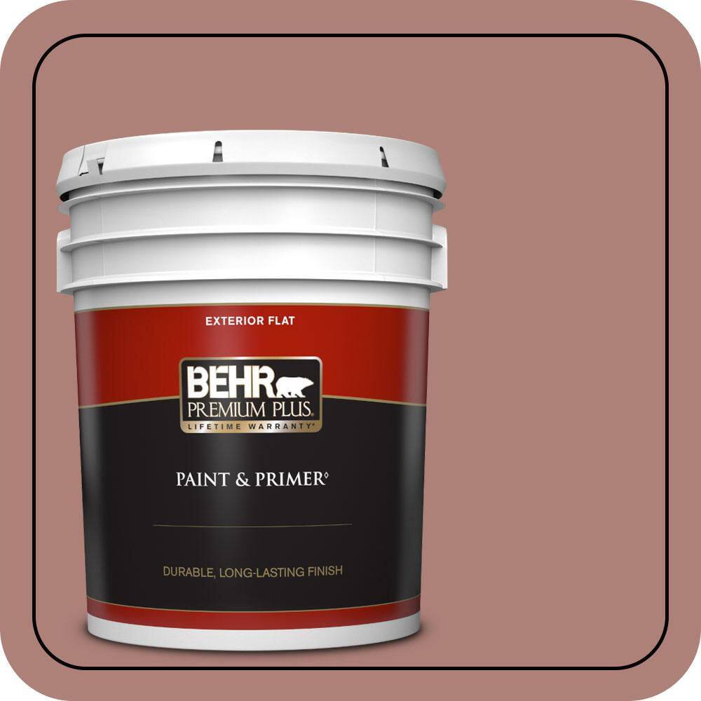 BEHR PREMIUM PLUS 5 gal. #S170-5 Smoke Bush Rose Flat Exterior Paint ...