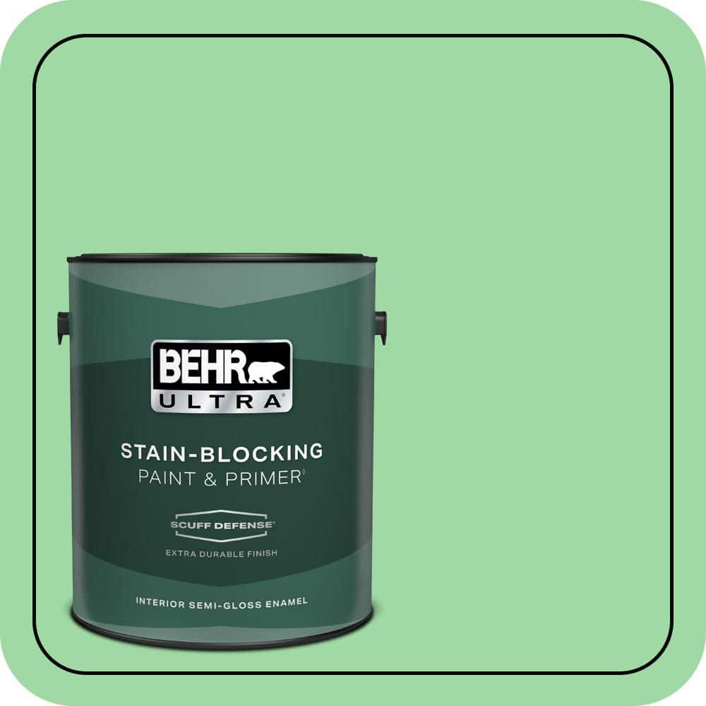 BEHR ULTRA 1 gal. #450B-4 Green Trance Extra Durable Semi-Gloss Enamel ...