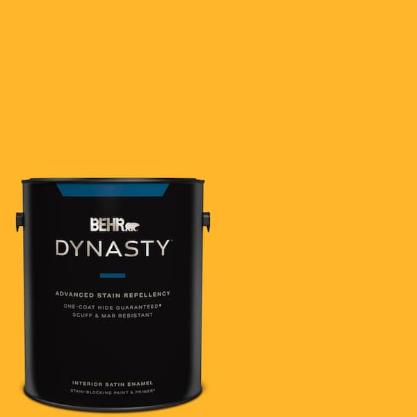 BEHR DYNASTY 1 gal. #P260-7 Extreme Yellow Satin Enamel Interior Stain ...
