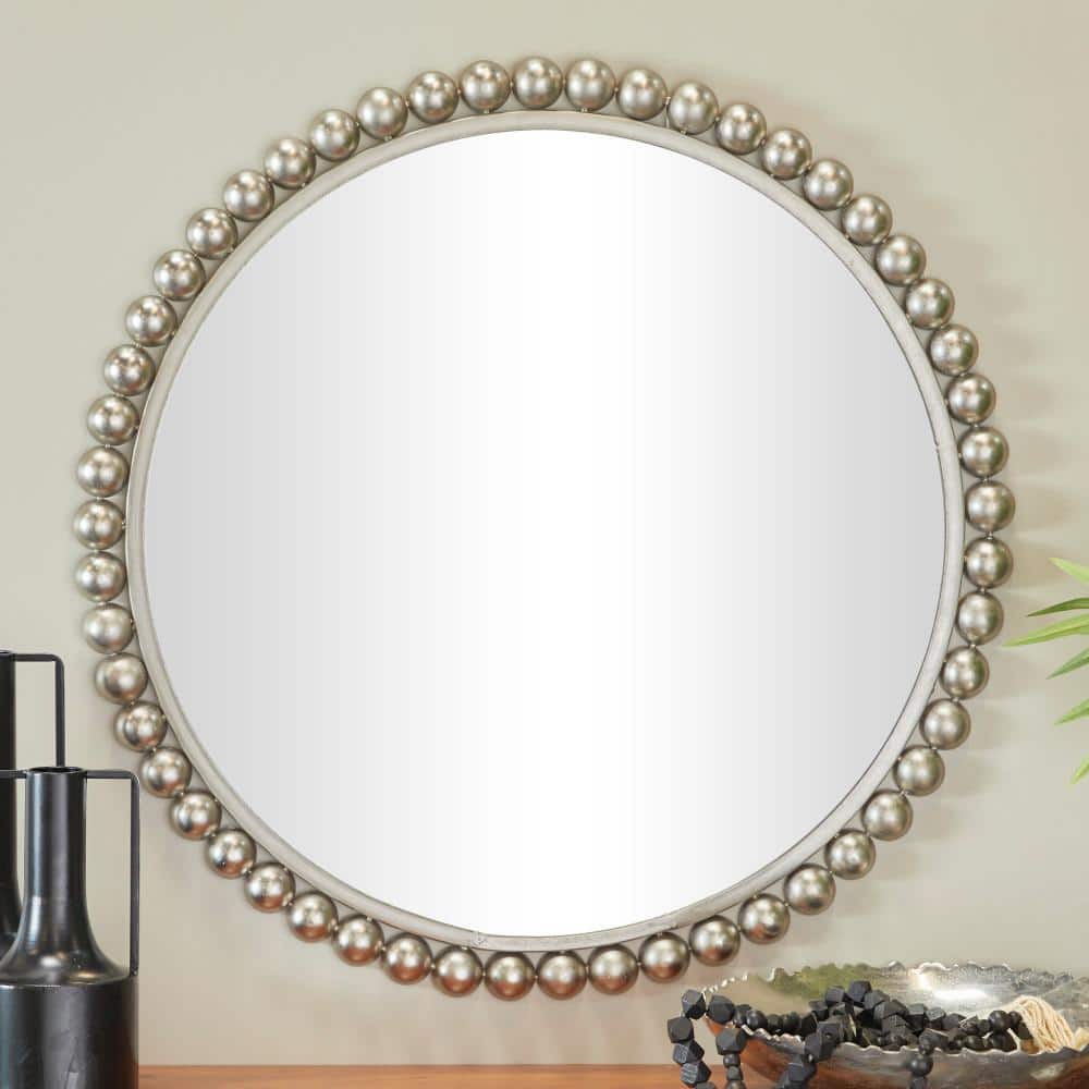 CosmoLiving by Cosmopolitan 36 in. x 36 in. Round Framed Silver Wall ...