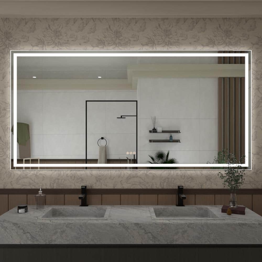 Hermitage Bath Spring 72 in. W x 36 in. H Rectangular Frameless LED ...