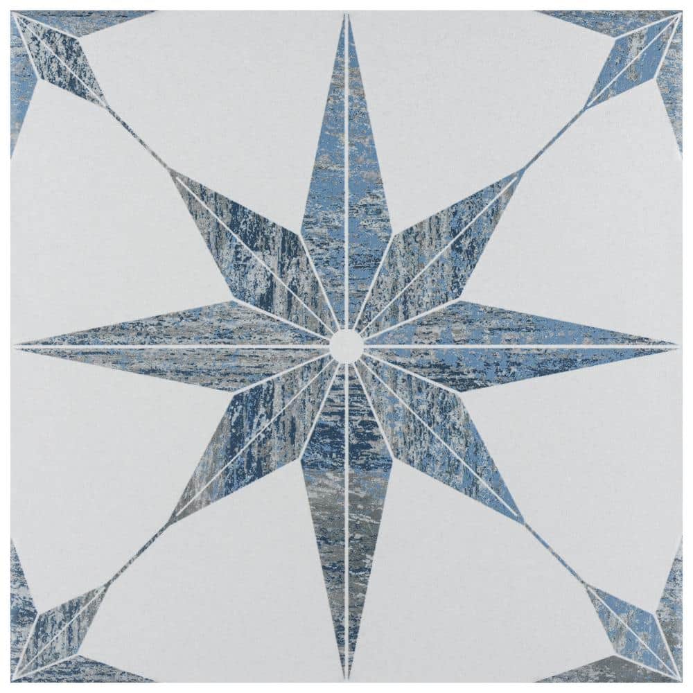 Merola Tile Cassis Stella Blue 9-3/4 in. x 9-3/4 in. Porcelain Floor ...