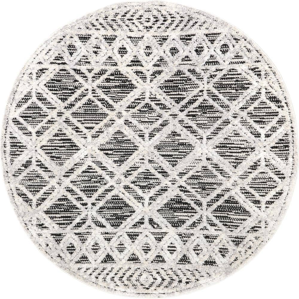 nuLOOM Ansley Grey 6 ft. Geometric Round Rug KKLR12A-R606 - The Home Depot