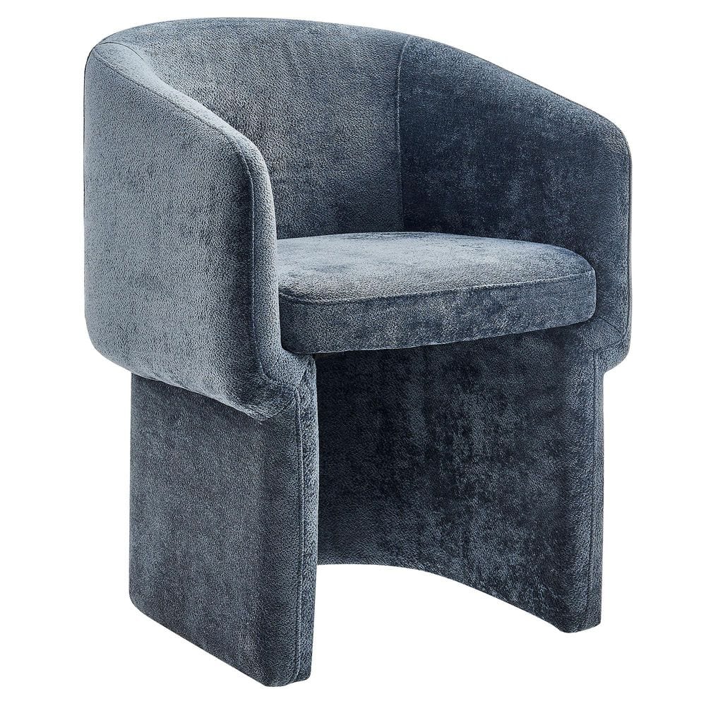 MODWAY Verity Modern Chenille Barrel Dining Chair in Slate Blue-Fabric ...