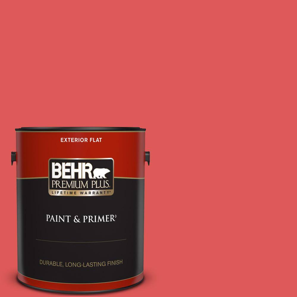 BEHR PREMIUM PLUS 1 gal. #150B-6 Firecracker Flat Exterior Paint ...