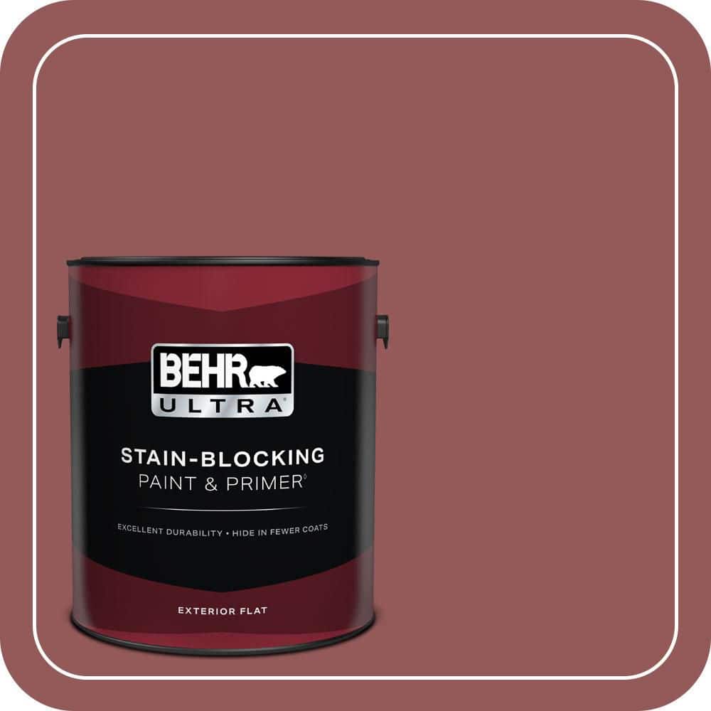 BEHR ULTRA 1 gal. #150F-6 Gallery Red Flat Exterior Paint & Primer ...