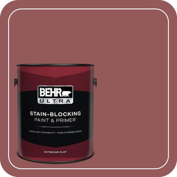BEHR ULTRA 1 gal. #150F-6 Gallery Red Flat Exterior Paint & Primer ...