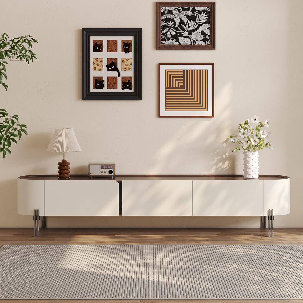 JASIWAY Beige TV Stand Fits TVs up to 70 to 80 in. JATS004-BE - The ...
