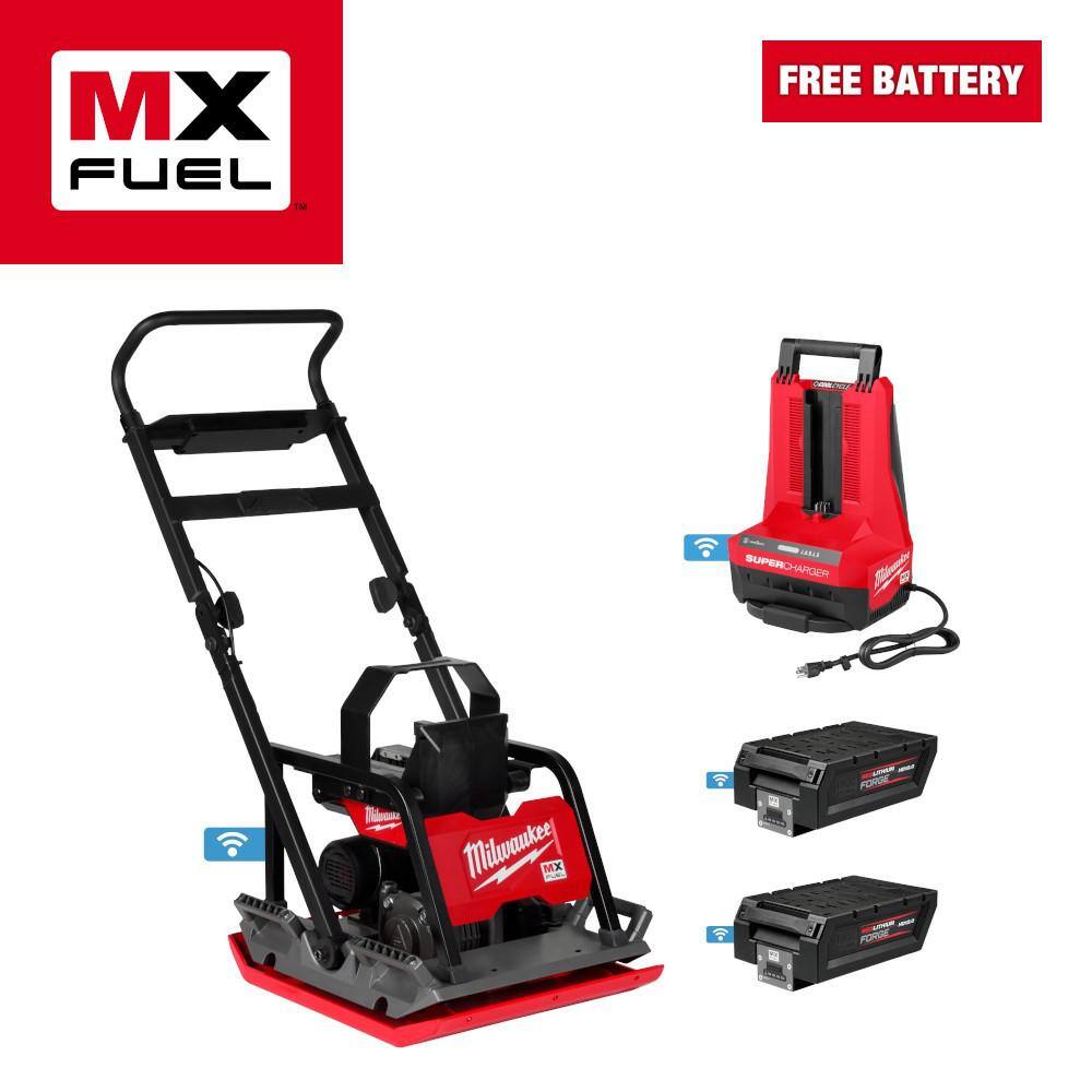 Milwaukee MX FUEL Lithium-Ion 20 in. Plate Compactor Kit with (2) FORGE ...