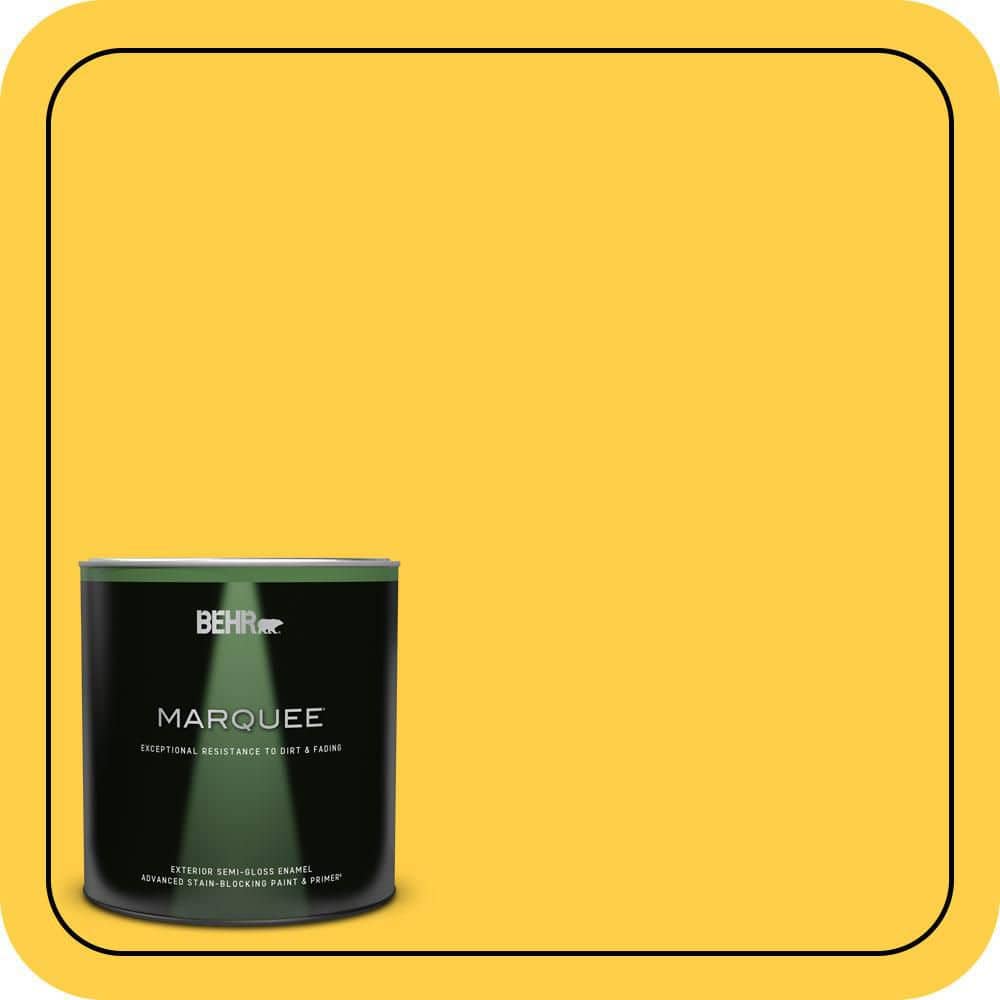 BEHR MARQUEE 1 qt. #360B-6 Flame Yellow Semi-Gloss Enamel Exterior ...