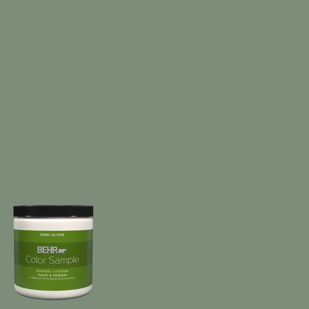 BEHR PREMIUM PLUS 8 oz. #450F-5 Amazon Moss Semi-Gloss Interior ...