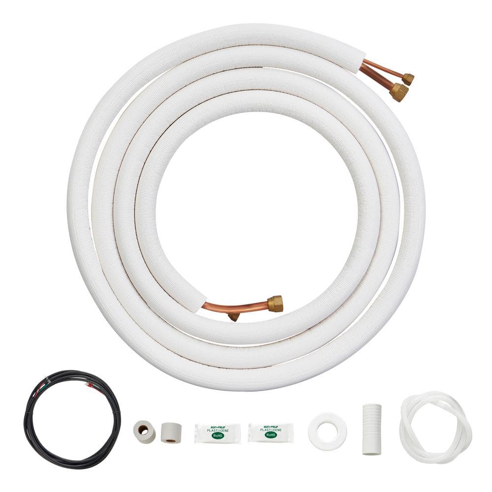 VEVOR 16 ft. Mini Split Line Set 1/4 in. and 1/2 in. O.D Copper Pipes ...