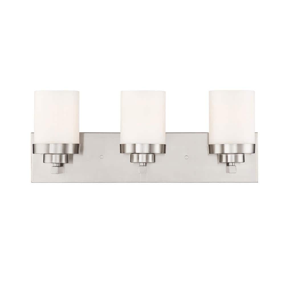 Designers Fountain 20 in. Kaden 3-Light Satin Platinum Modern Bathroom ...