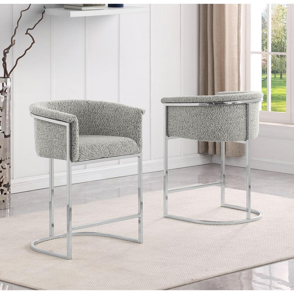 Best Quality Furniture Luke Rich Gray Boucle Fabric Dining Chair Set of ...