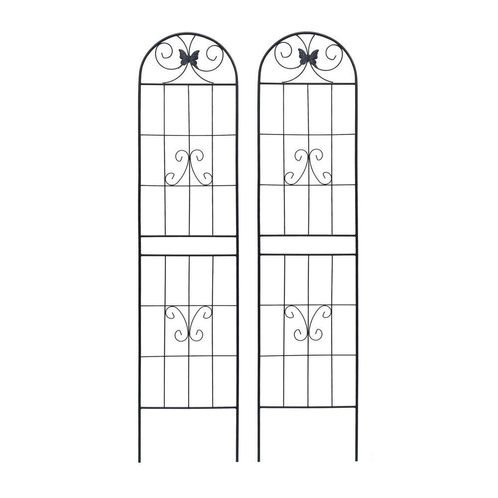 Jushua 2-Pack 86.7 in. x 19.7 in. Outdoor Metal Garden Trellis Rustproof Trellis for Climbing ...